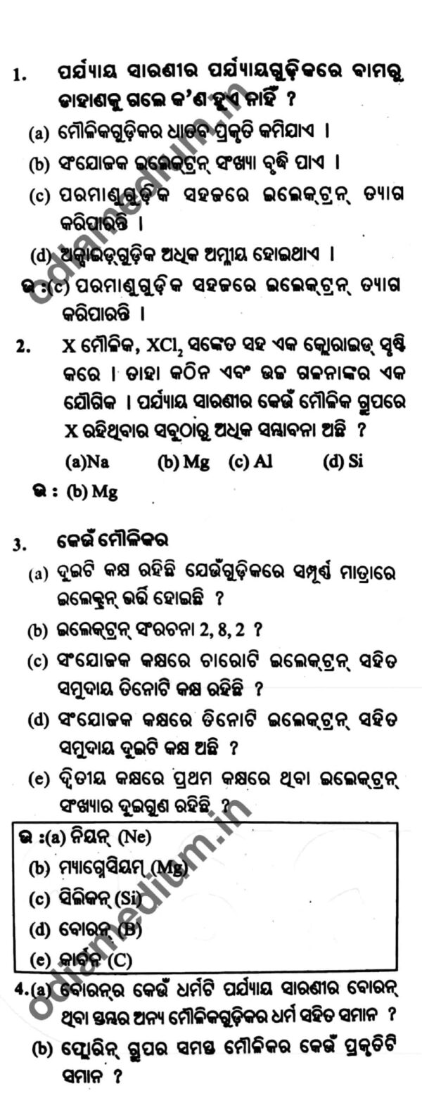 Class 10 Physical Science Question Answer Chapter 5 - OdiaMedium.in
